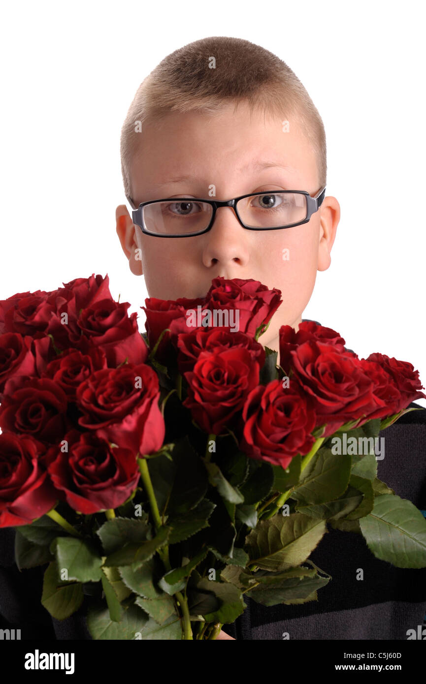 Boy bouquet red roses isolated hi-res stock photography and images - Alamy