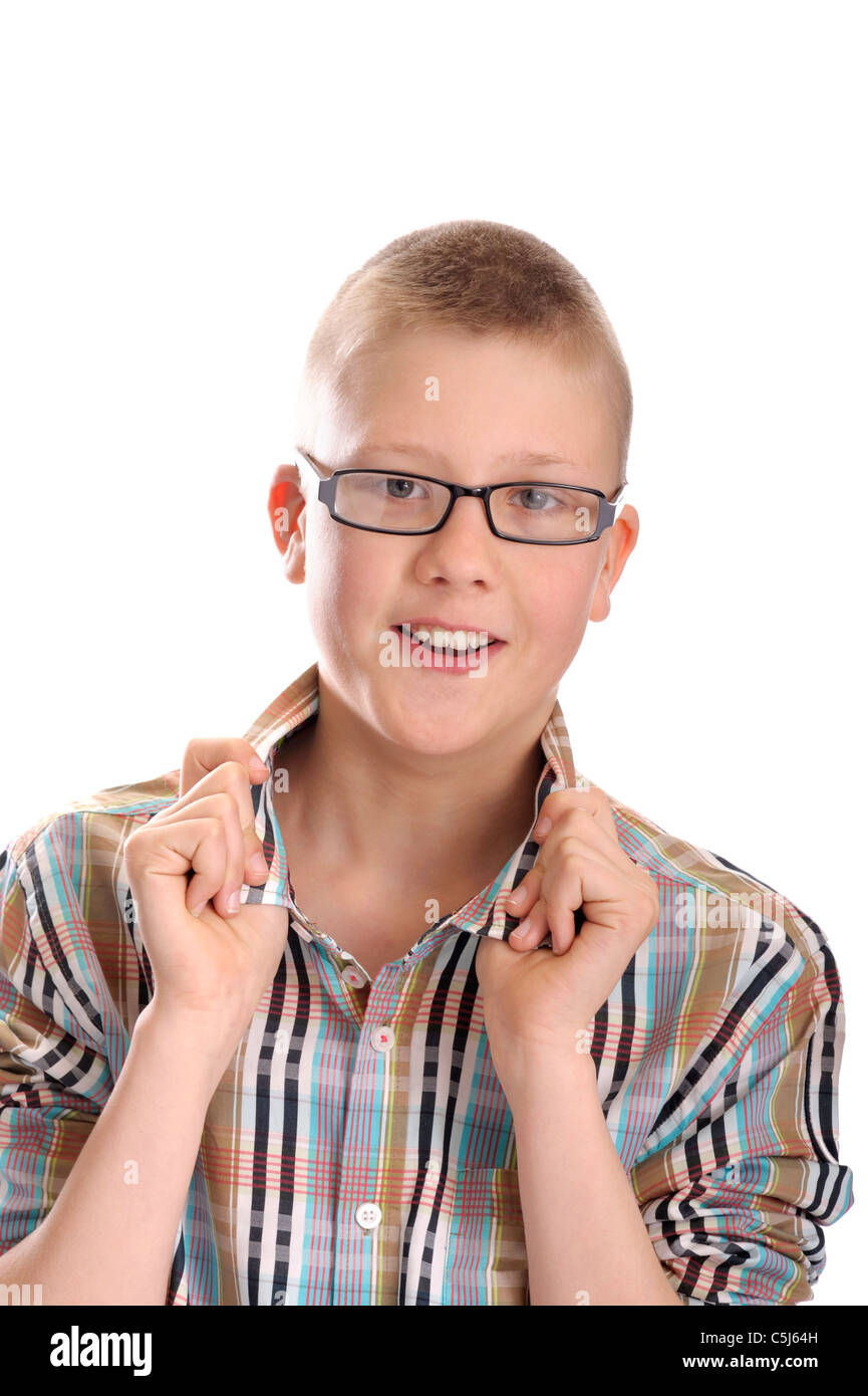 confident pre-adolescent. Isolated on white Stock Photo - Alamy