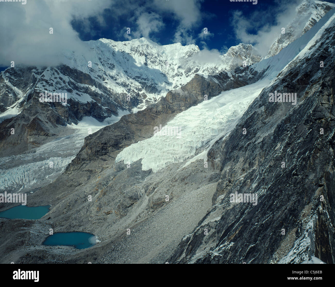 The tongue of the Shangri Nup glacier in the Shangri La pass are of the ...