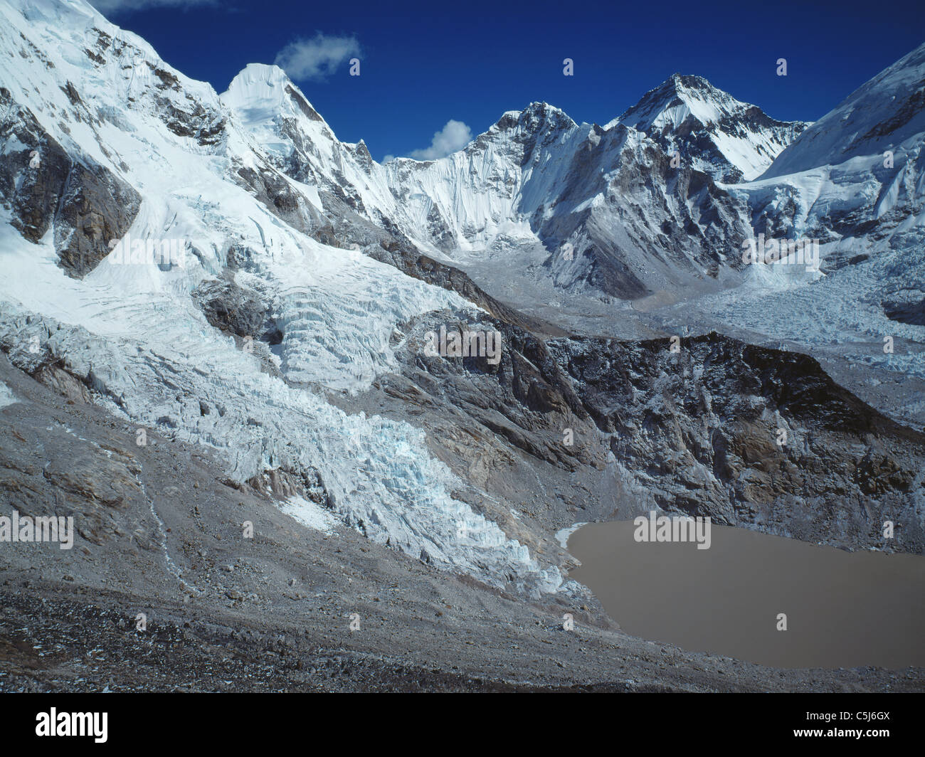 Peaks and glaciers of the north Khumbu basin, including Changtse (right ...
