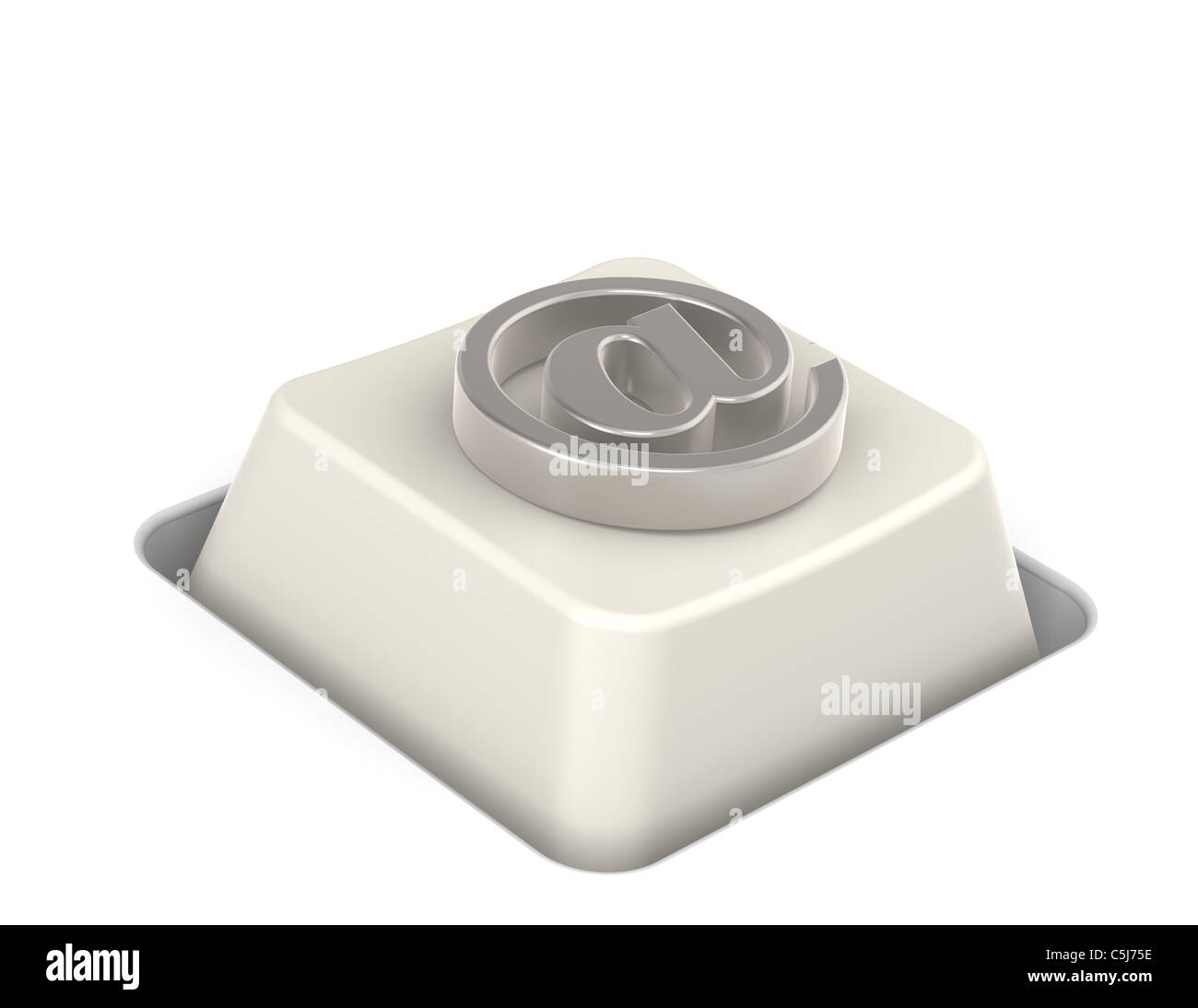 Button with an At sign of steel. Part of button series Stock Photo - Alamy