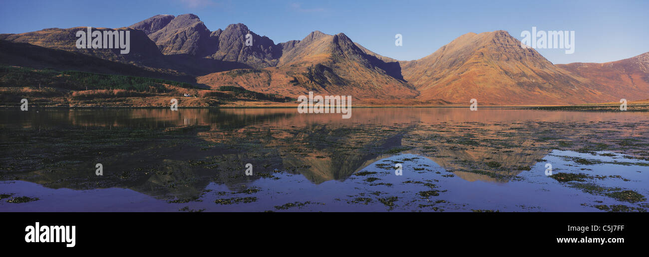The Blaven - Clach Glas range of mountains seen across Loch Slapin ...