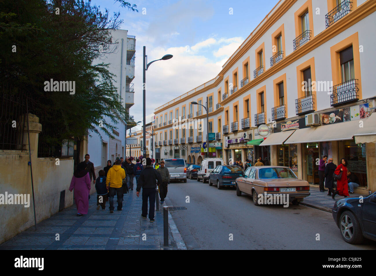 Rue de la Liberte street Ville Nouvelle the new town Tangier Morocco ...