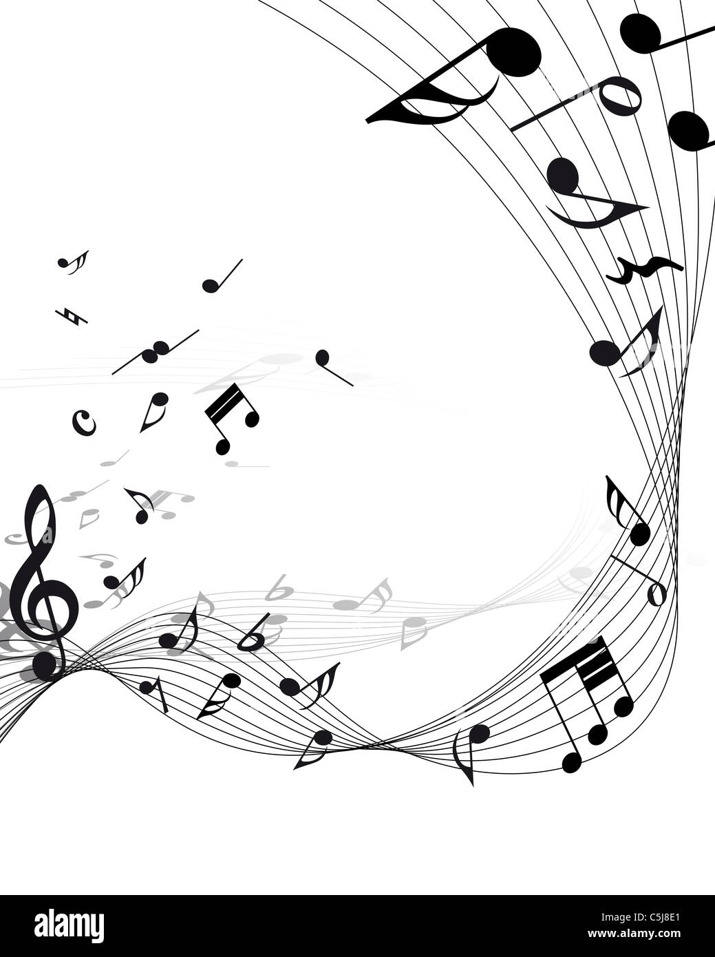 Vector musical notes staff background for design use Stock Photo - Alamy