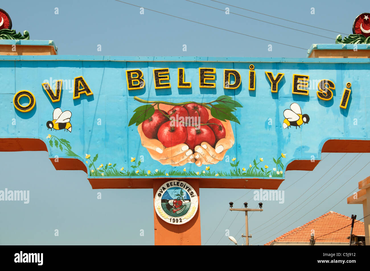 Sign vegetable wholesale auction near Fethiye South West Turkey Stock ...