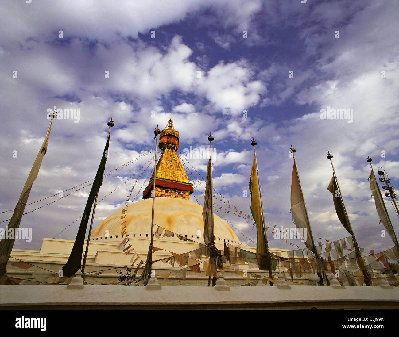 The Great Stupa in the Tibetan quarter at Boddnath or Bauda in the ...