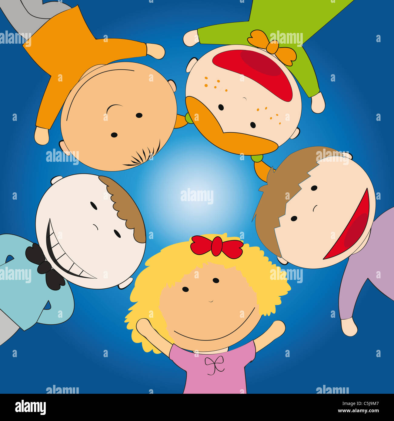 Happy children on sky background Stock Photo - Alamy