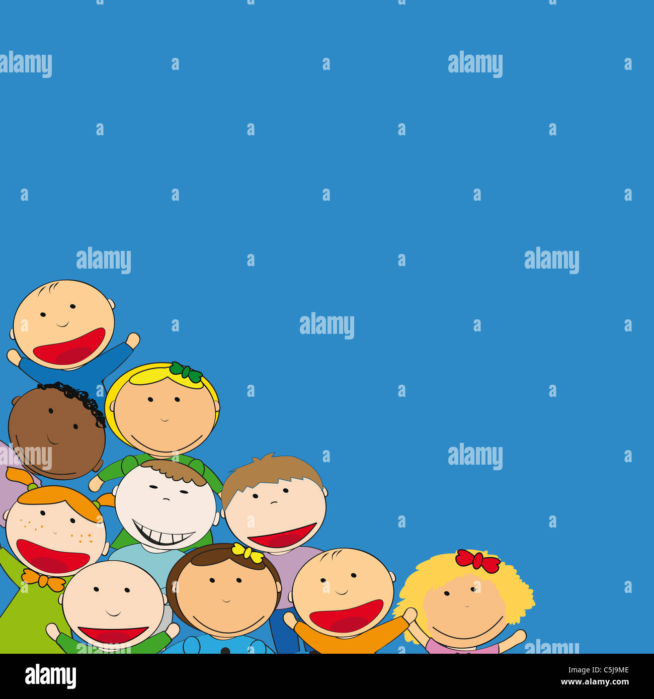 Happy children on sky background Stock Photo - Alamy