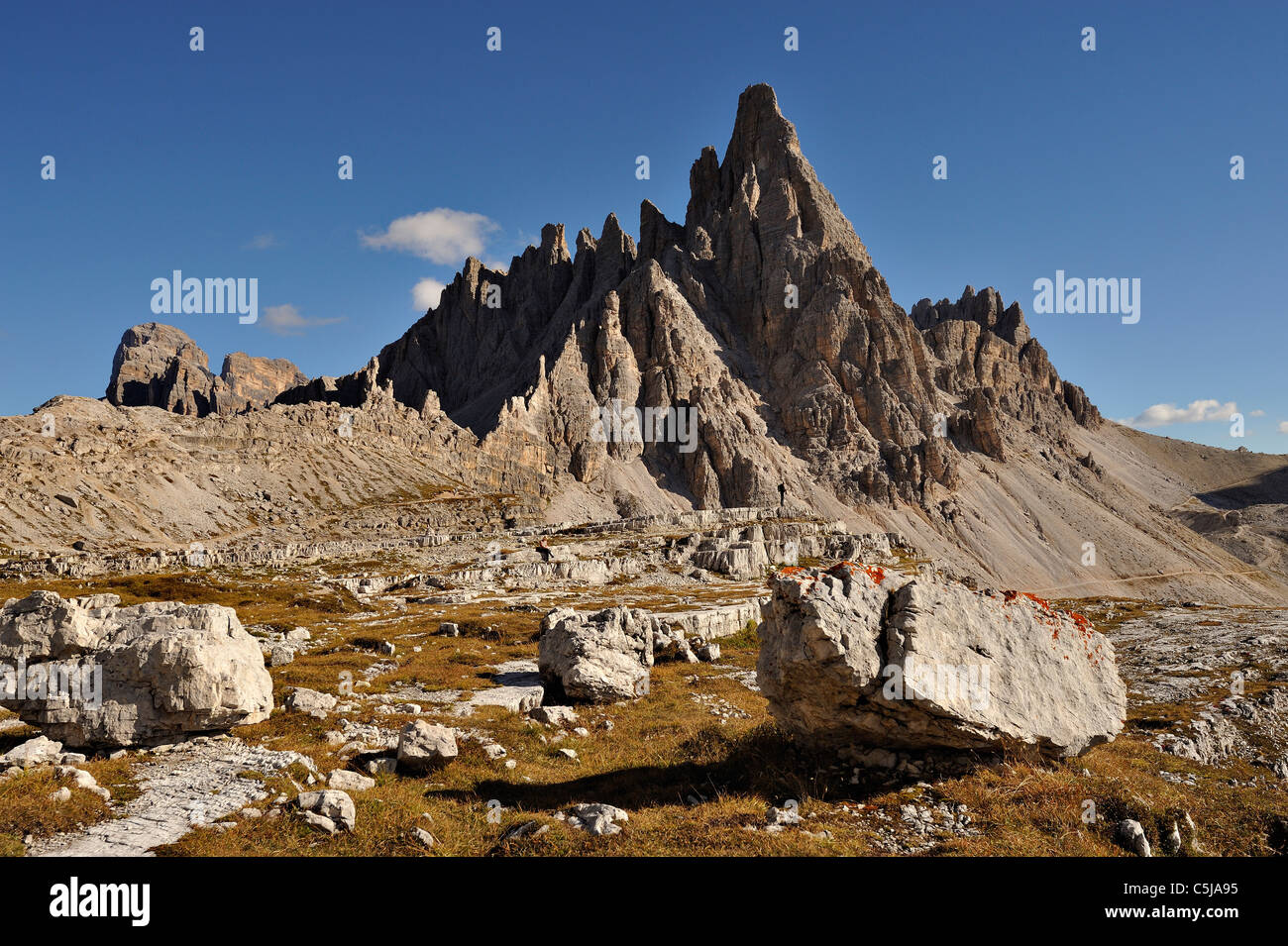 Boulder-field and limestone pavements below Monte Paterno behind in the ...