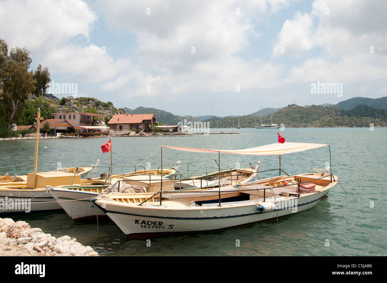 Turkey Ucagiz Turkish port harbour boat fishing sea Stock Photo - Alamy