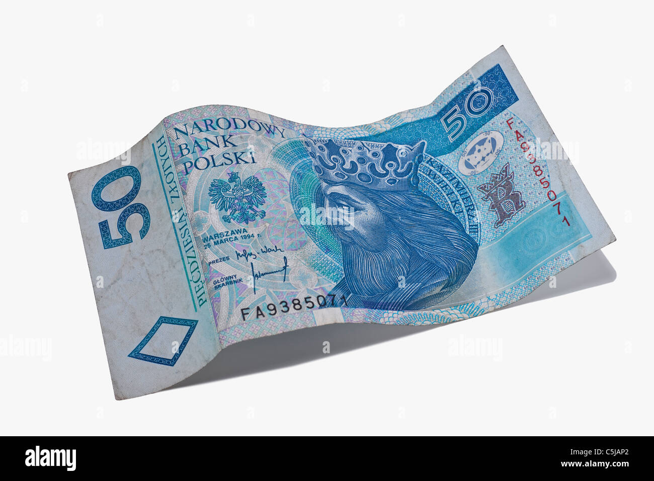 Detailansicht einer polnischen 50 Zloty Banknote | Detail photo of a ...