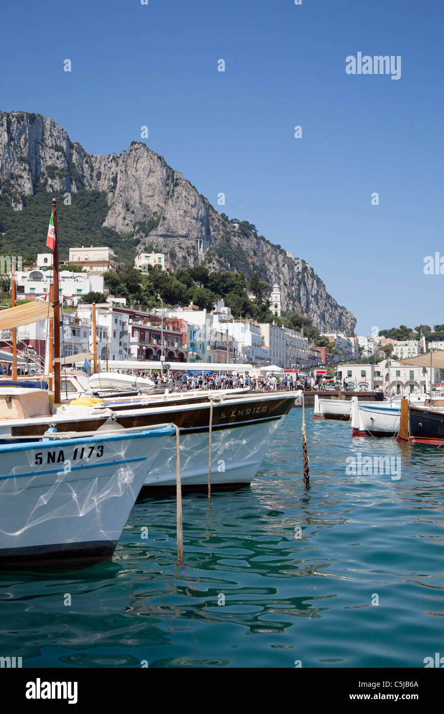 Small boats moored in the Marina Grande, port of Capri Stock Photo - Alamy
