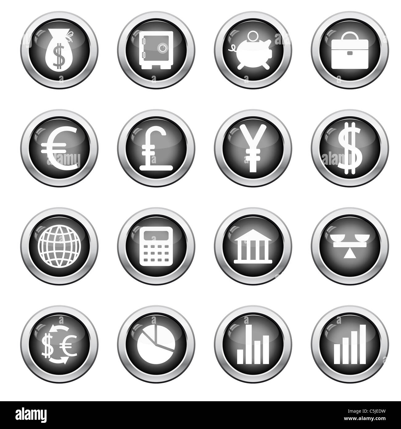 Big collection of financial icons for using in web design Stock Photo ...