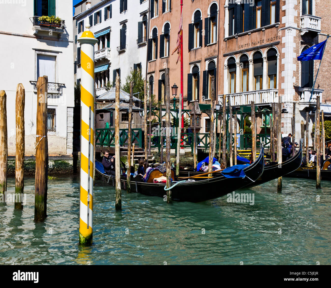 VENICE ITALY-APR 06 2011: Detail of how buildings in Venice integrate ...