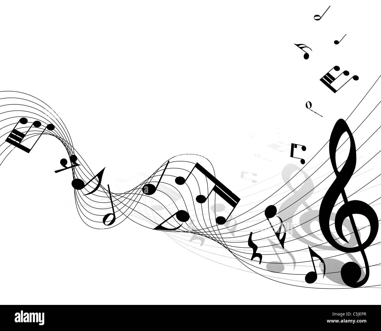 Vector musical notes staff background for design use Stock Photo - Alamy