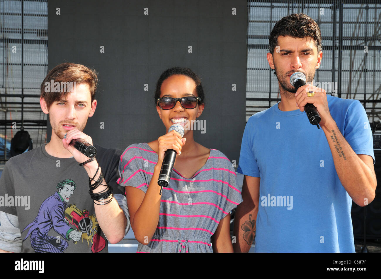 The three finalist (left to right) David Lavi, Hagit Yasu (winner) and ...