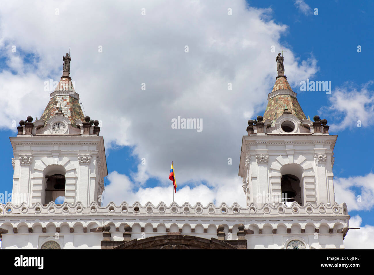 Bell towers of the Church and Convent of St Francis, Quito, Ecuador Stock Photo - Alamy