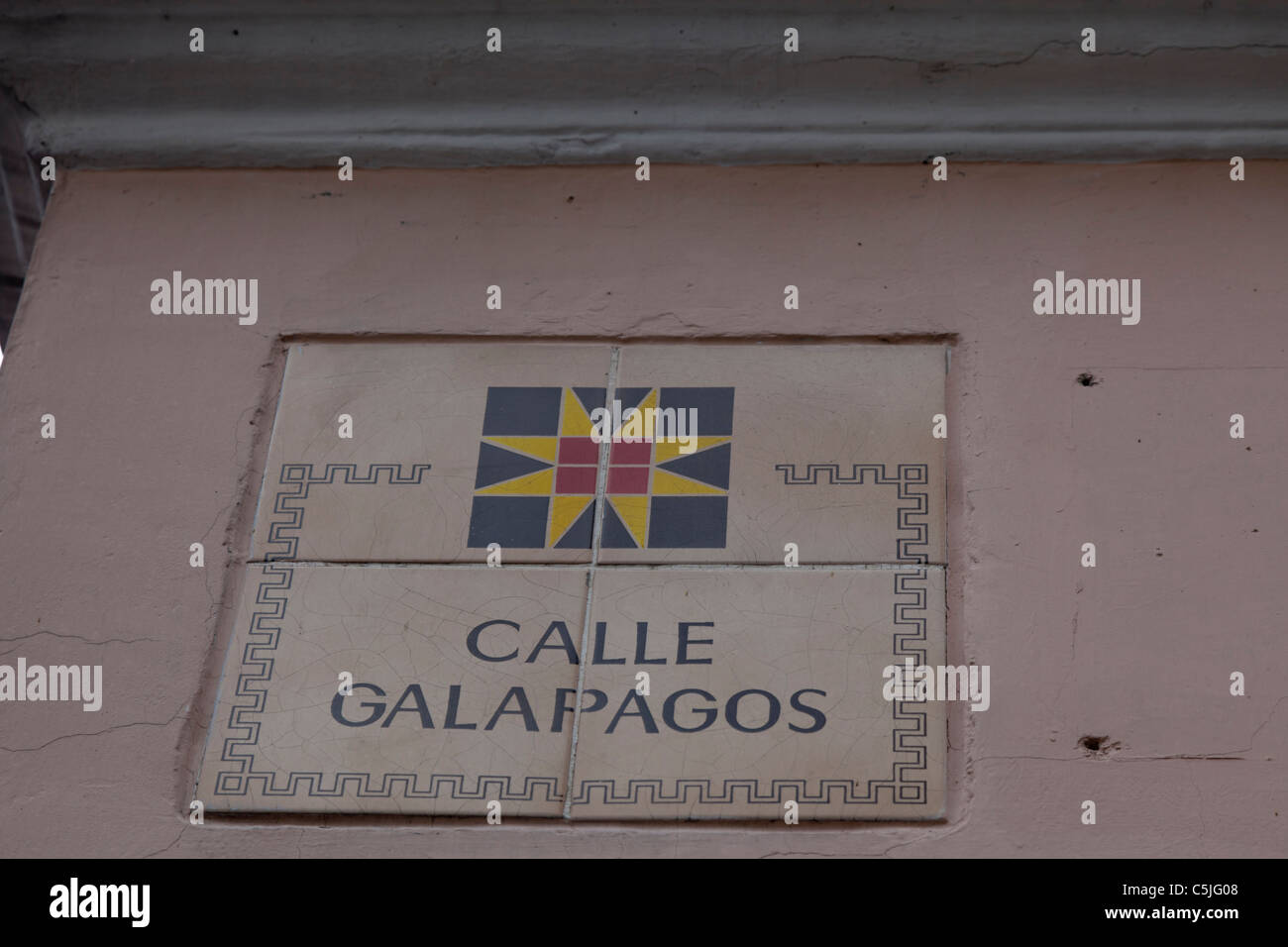 Street sign for Calle Galapagos, "Galapagos Street", Quito, Ecuador ...