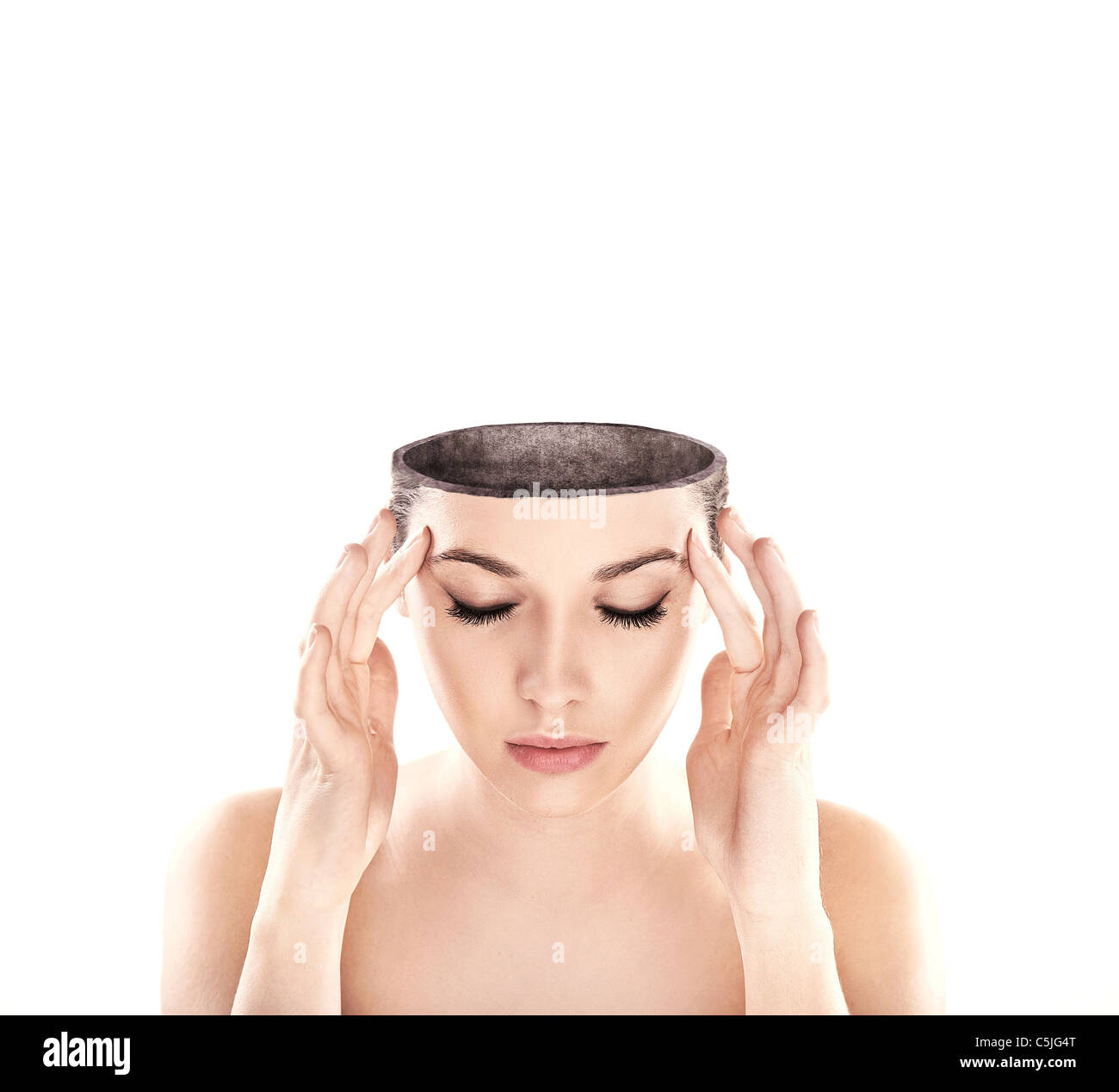 Conceptual image of a open minded woman , lots of copy space Stock ...