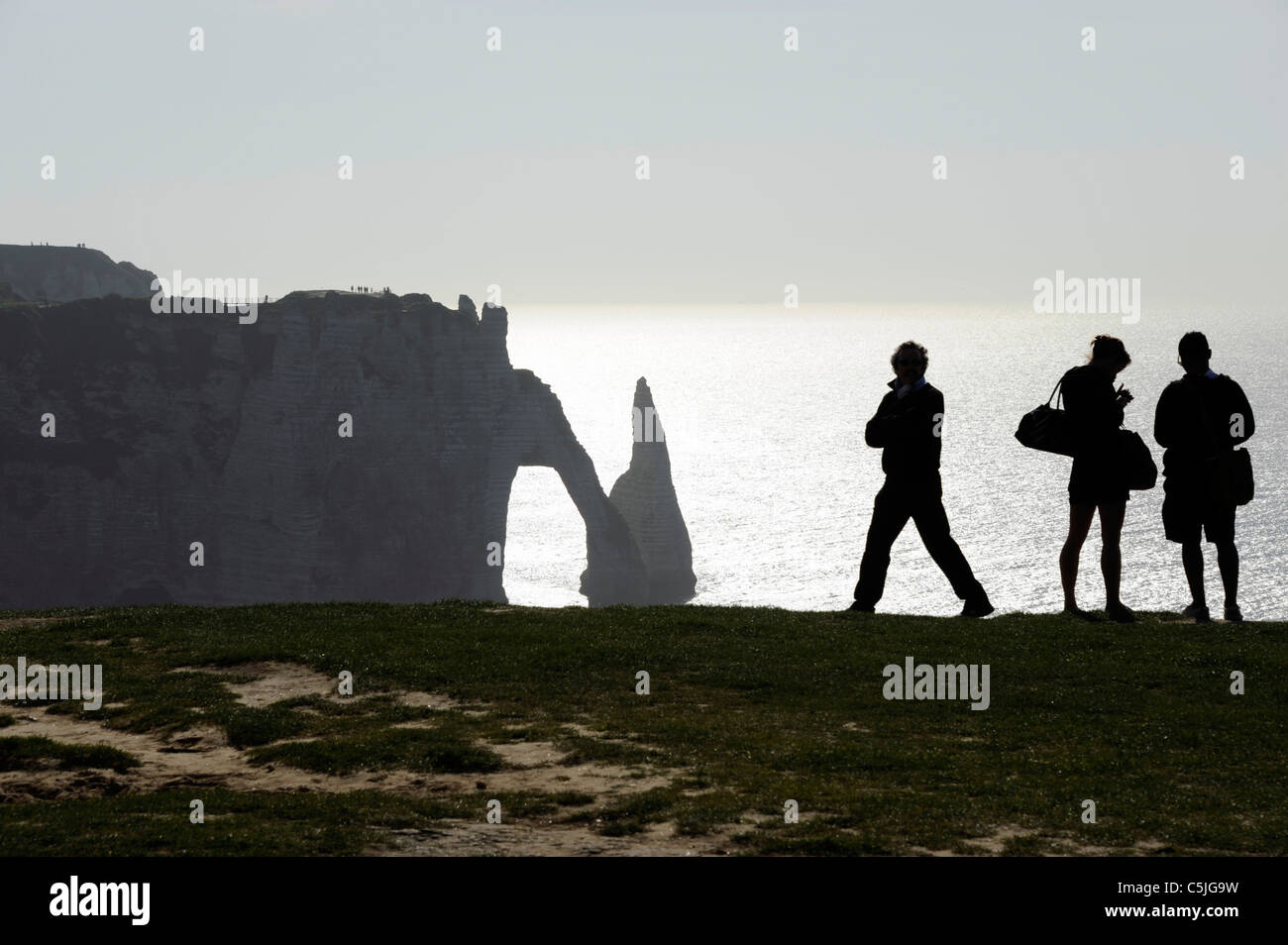 People at Cliff backlight Etretat,Normandy,France Stock Photo - Alamy