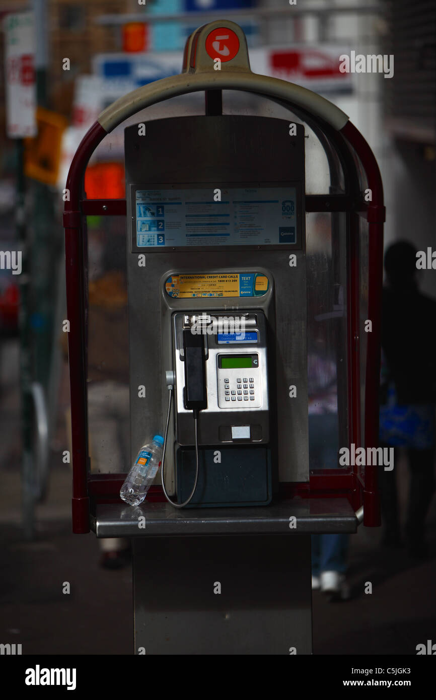 Tatty telephone or phone box in Sydney CDB Central Business District ...
