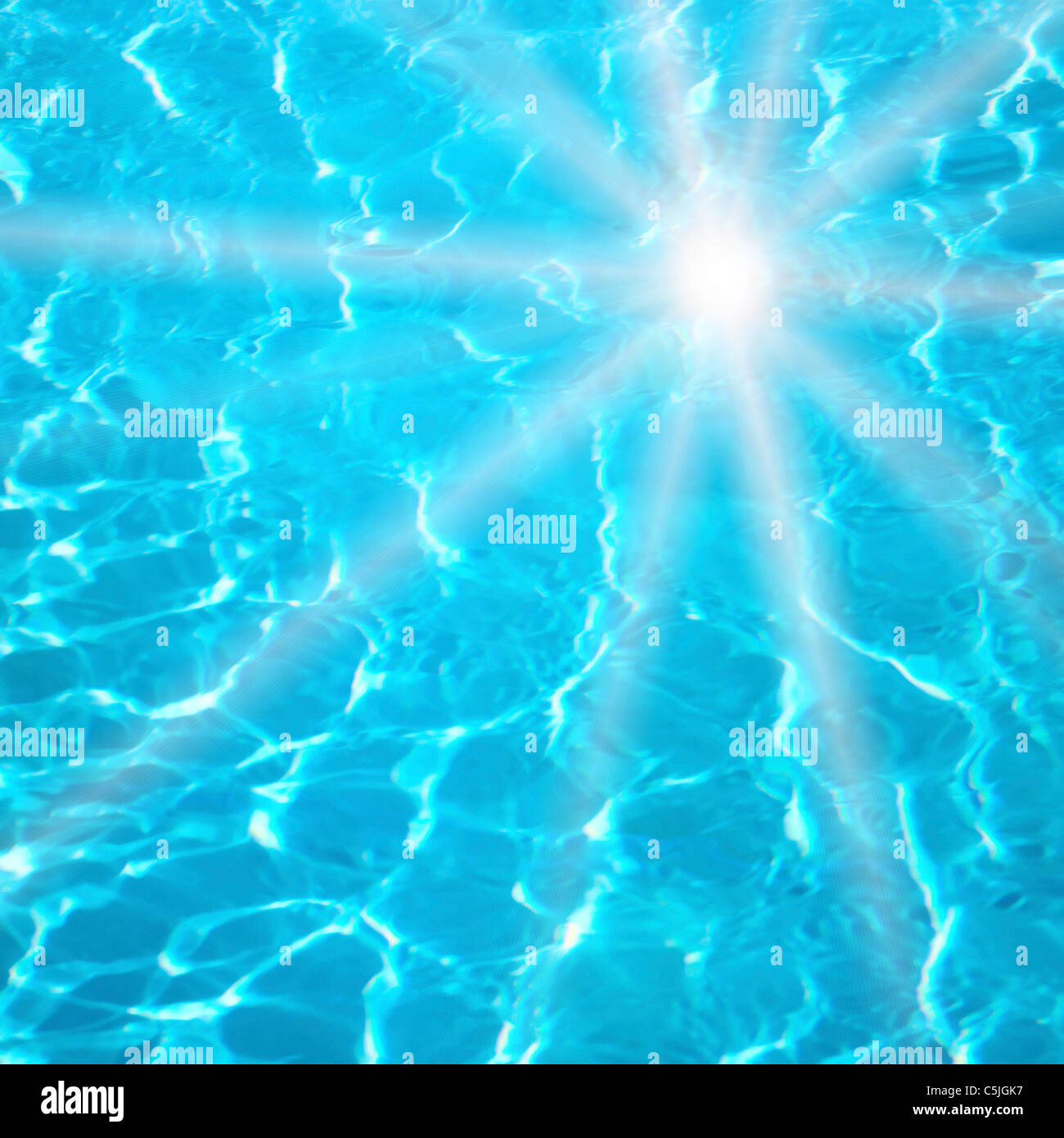 patterns of sunlight rippling on a swimming pool water surface and sun ...