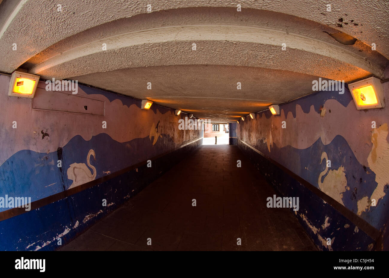 Underground passage, a pedestrian tunnel under a road in HIgh Wycombe ...