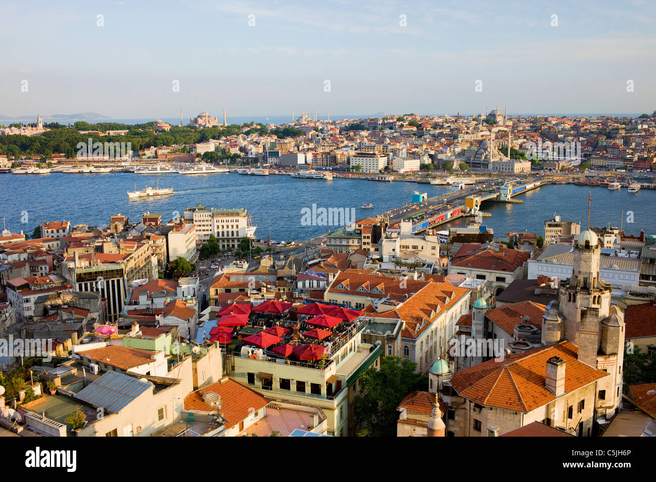 City of Istanbul in Turkey, view from the Beyoglu district over the ...