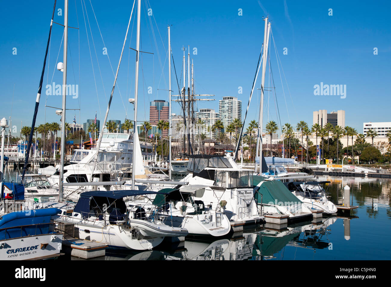 Boats in the harbour at Long Beach, California, USA Stock Photo - Alamy