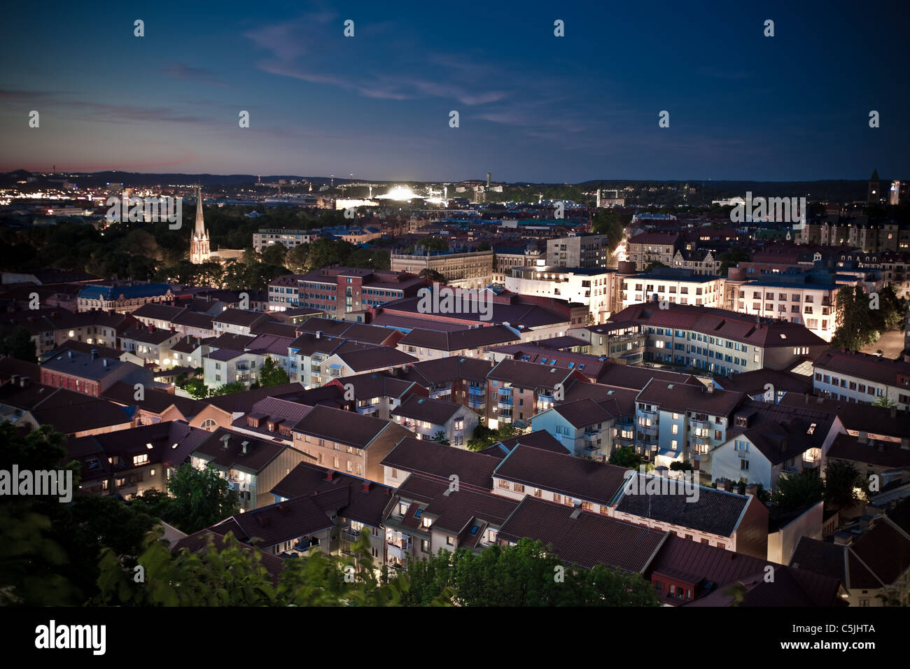 Aerial view dense cityscape rooftops hi-res stock photography and ...
