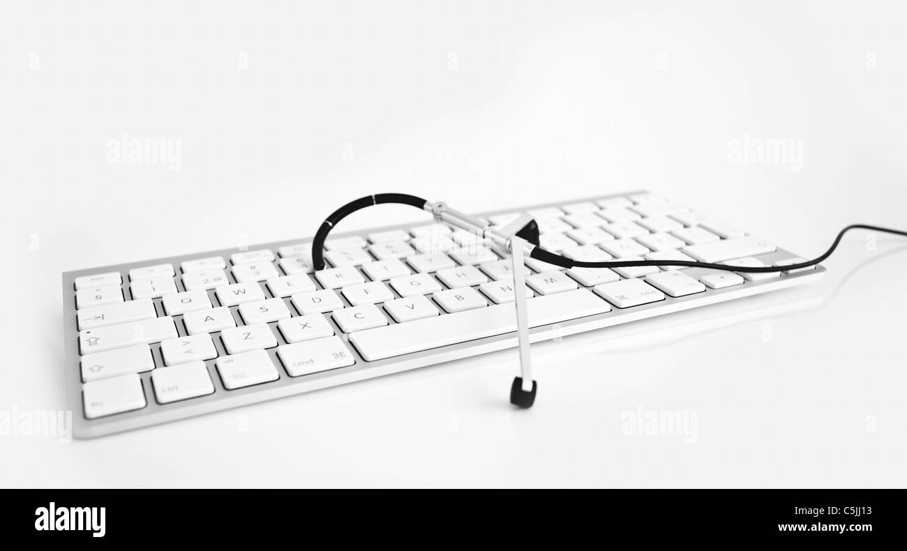 Headset with mic Black and White Stock Photos & Images - Alamy