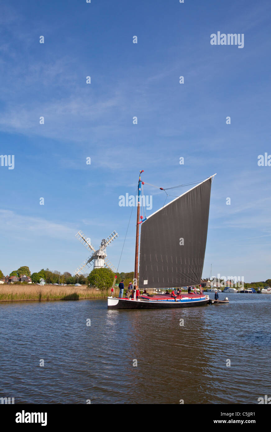 The Wherry Albion sailing on the River Thurne, Norfolk Broads Stock ...