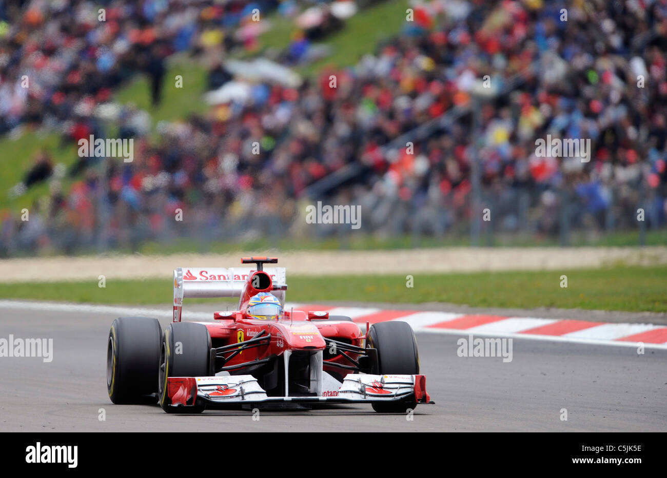 Fernando Alonso in the Ferrari race car during the German Formula One ...