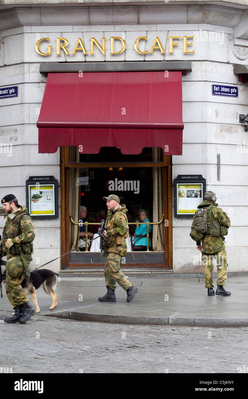 Norwegian soldiers guarding the streets of Oslo after the worst terror ...