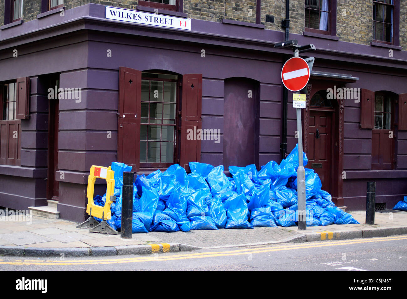 building rubble on a street corner in Spitafields, London Stock Photo ...