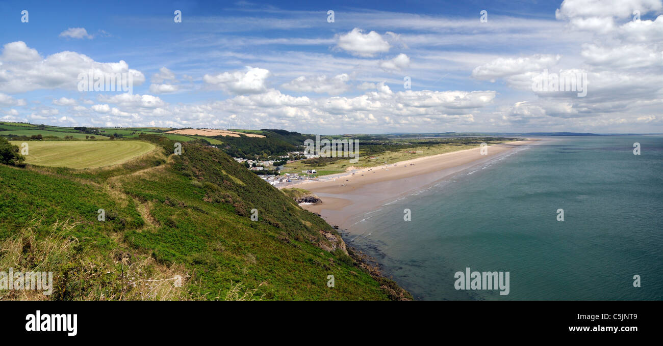 Pendine Sands in South Wales. A panoramic photo of the beach and ...
