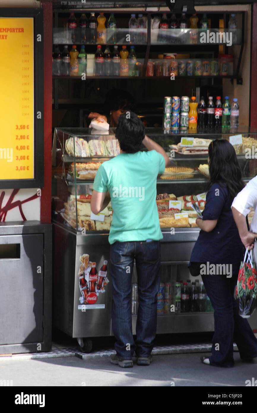 Sandwich bar queue in Montmartre Paris Stock Photo - Alamy