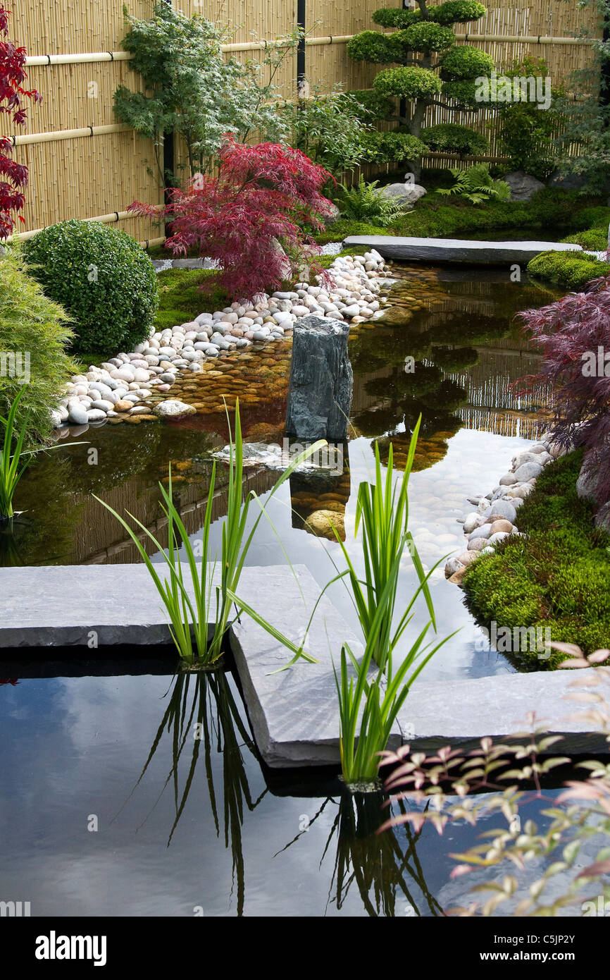 Yado Japanese style garden with pond designed Serena Finzel of Finzel ...