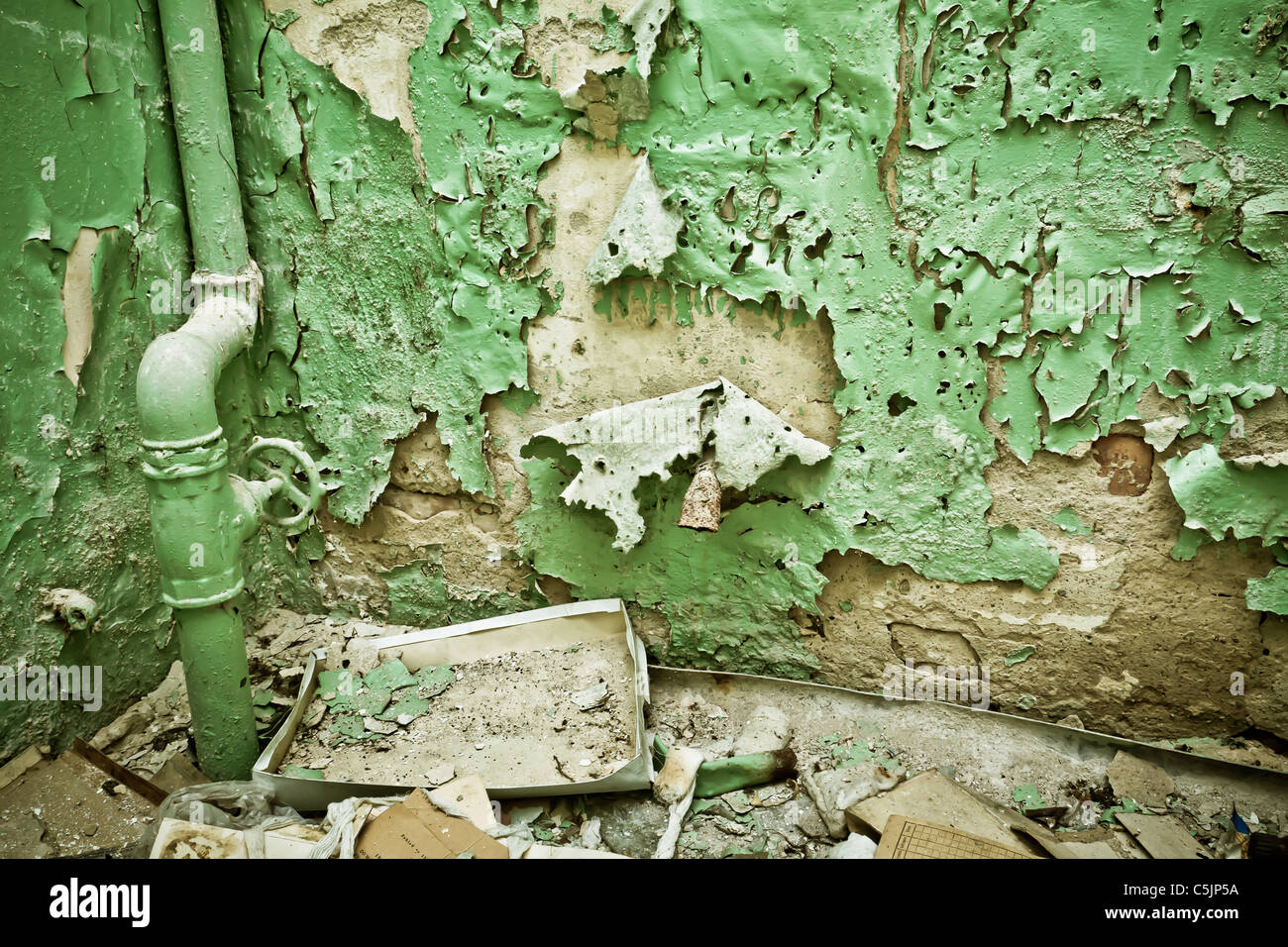 Old peeling wall with pipes Stock Photo - Alamy