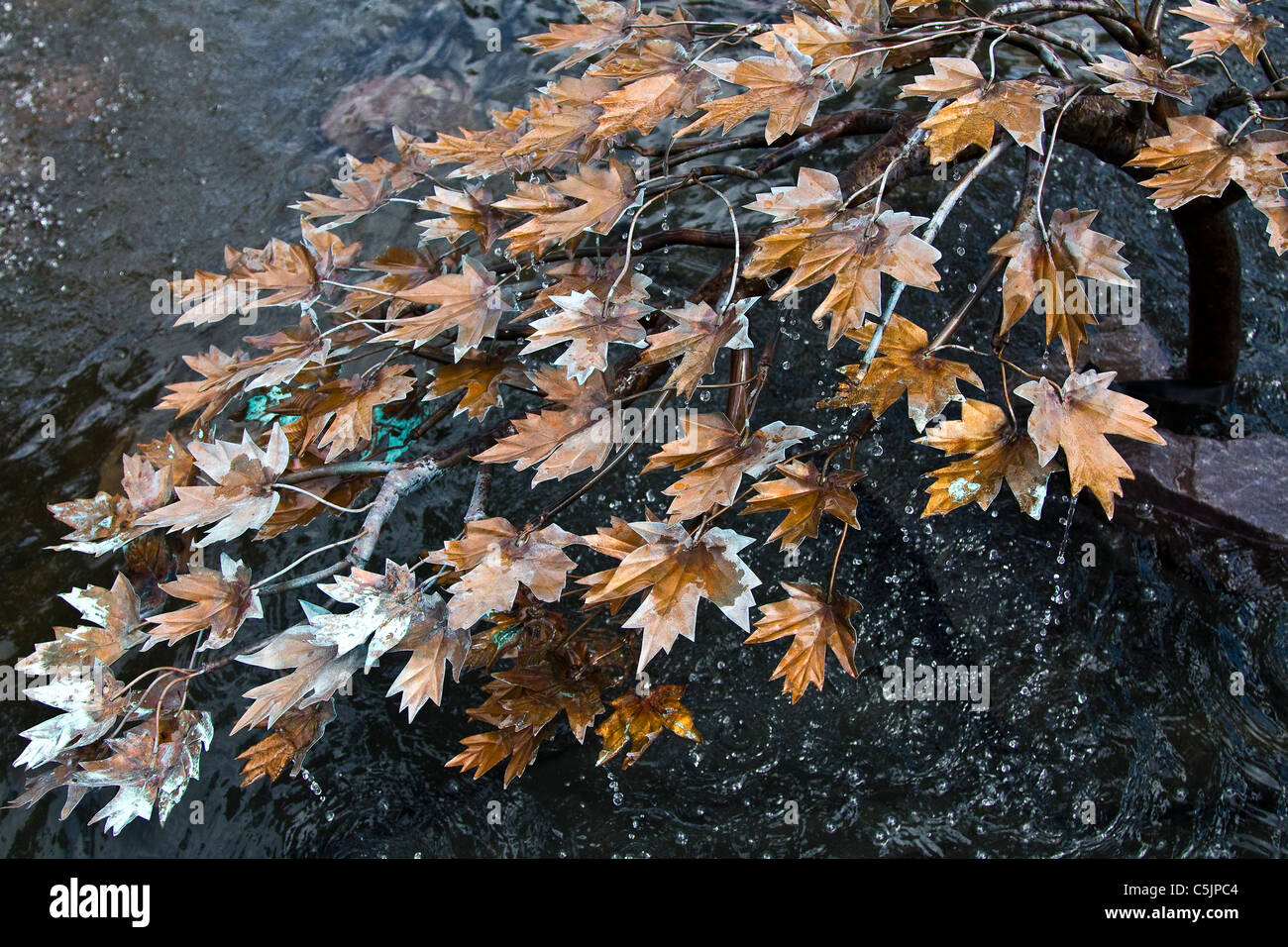 Mehrdad Tafreshi golden beech leaf & branch, metal leaf sculpture at ...