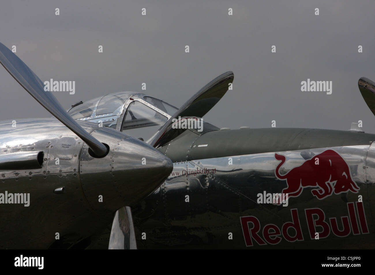 The Red Bull Lockheed P-38 Lightning at the 2011 Flying Legends air ...