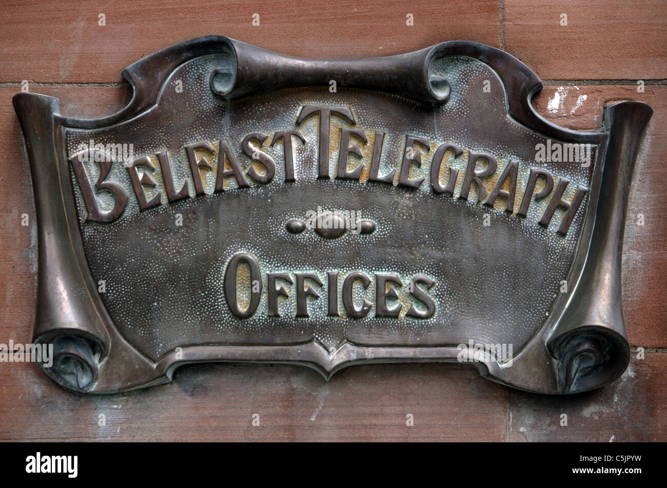 Belfast Telegraph Bronze nameplate Stock Photo - Alamy