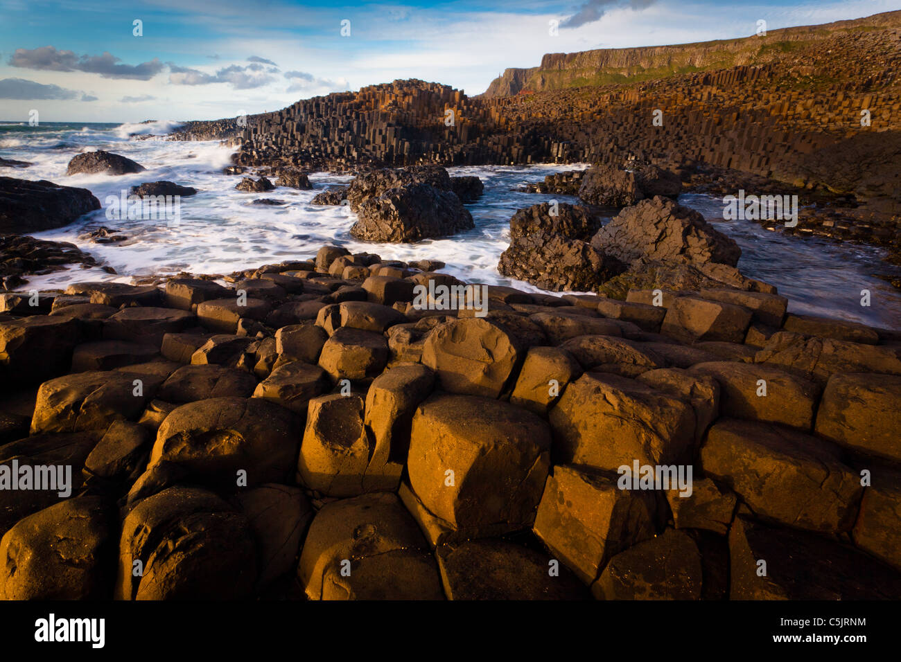 The Giant's Causeway on the northeast coast of Northern Ireland Stock ...