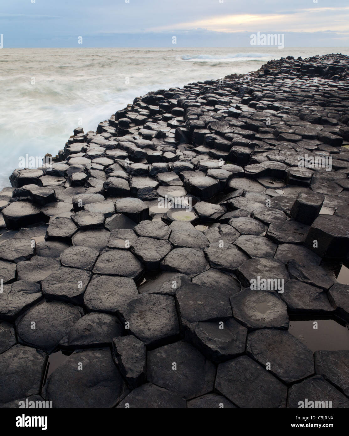 The Giant's Causeway on the northeast coast of Northern Ireland Stock ...