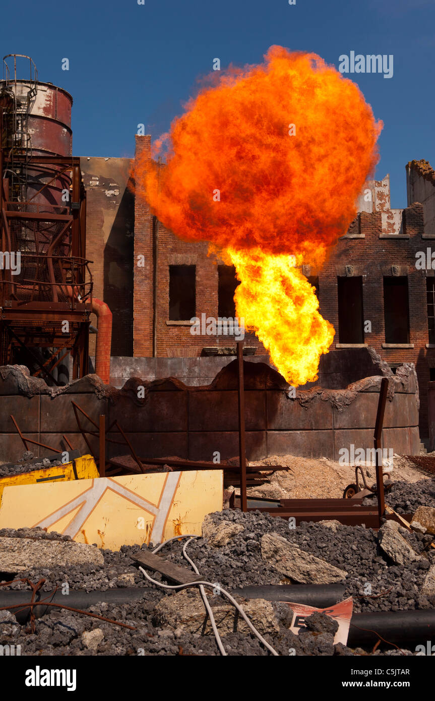 A film set showing special effects inside the Walt Disney Studios park ...