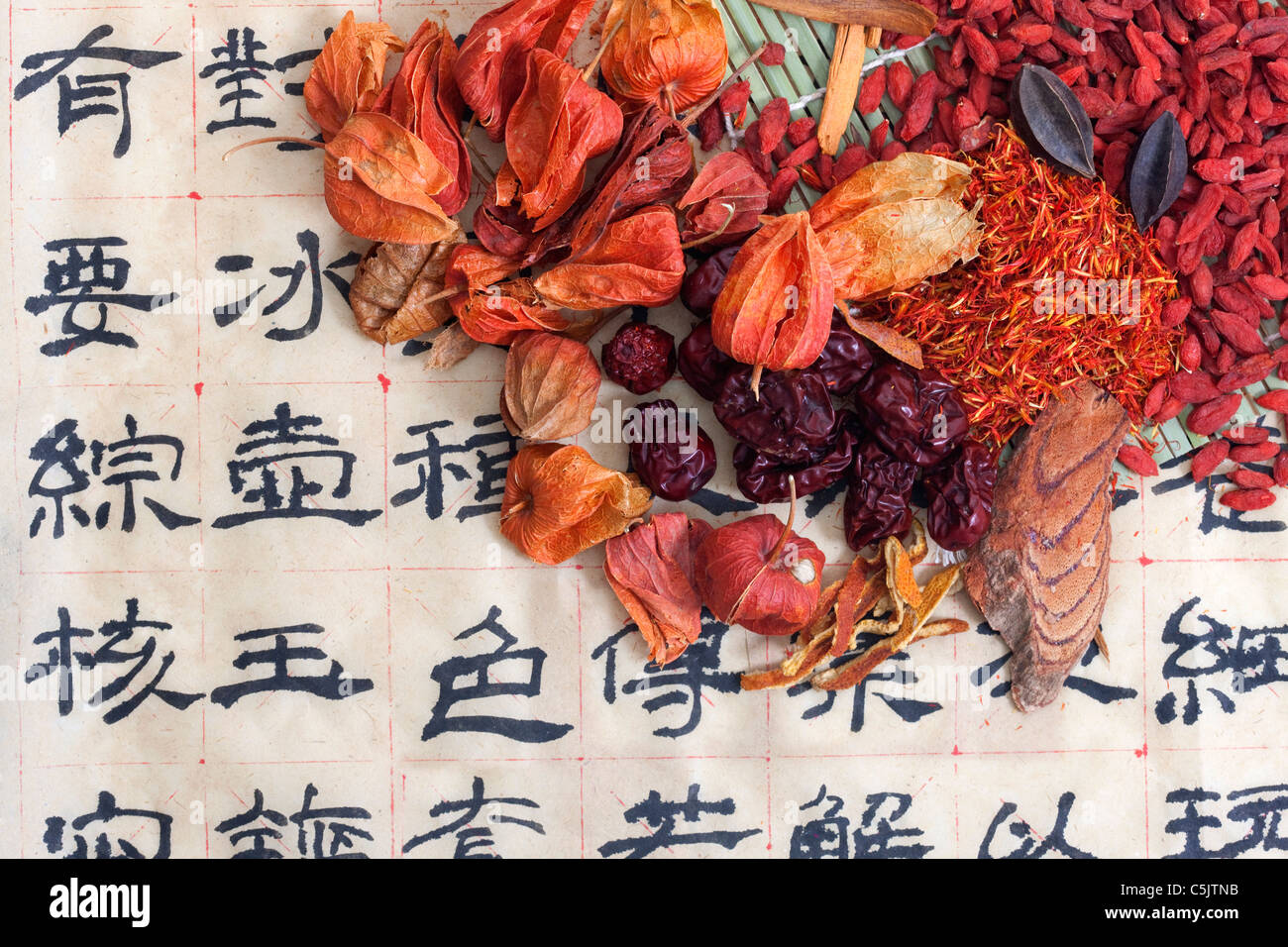 Chinse Herbs and Script Stock Photo - Alamy