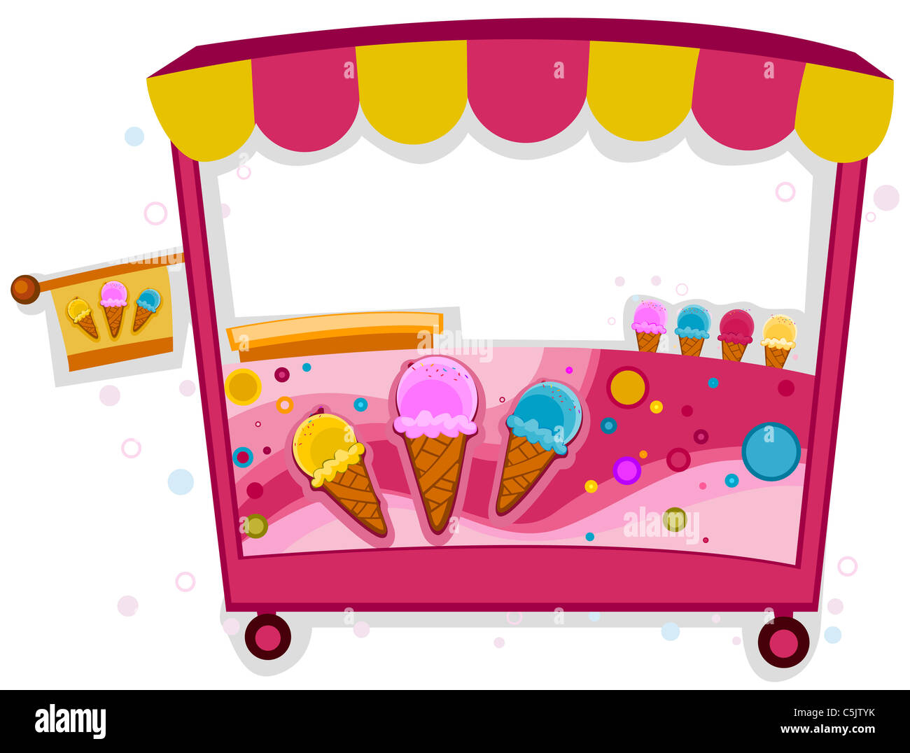 Colorful Illustration of an Ice Cream Stall Stock Photo - Alamy