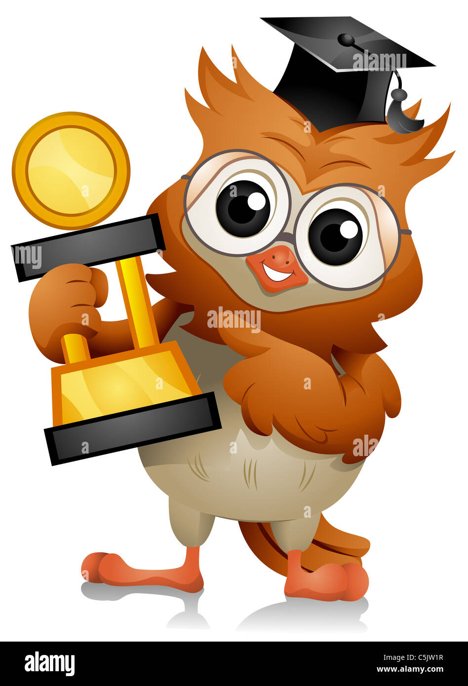 A Cute Owl Holding a Big Trophy Stock Photo - Alamy