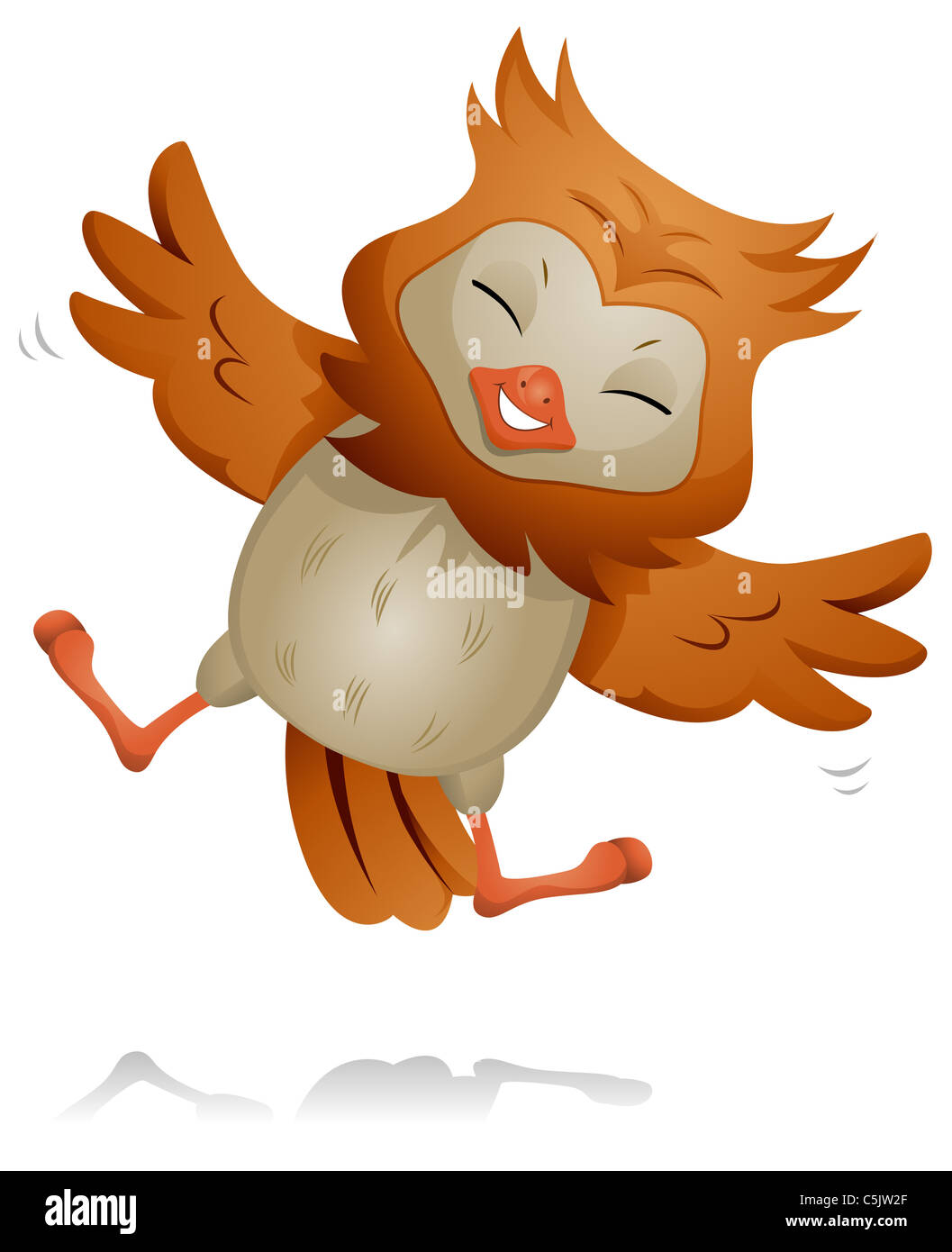 A Cute Owl Jumping Happily While Flapping His Wings Stock Photo - Alamy