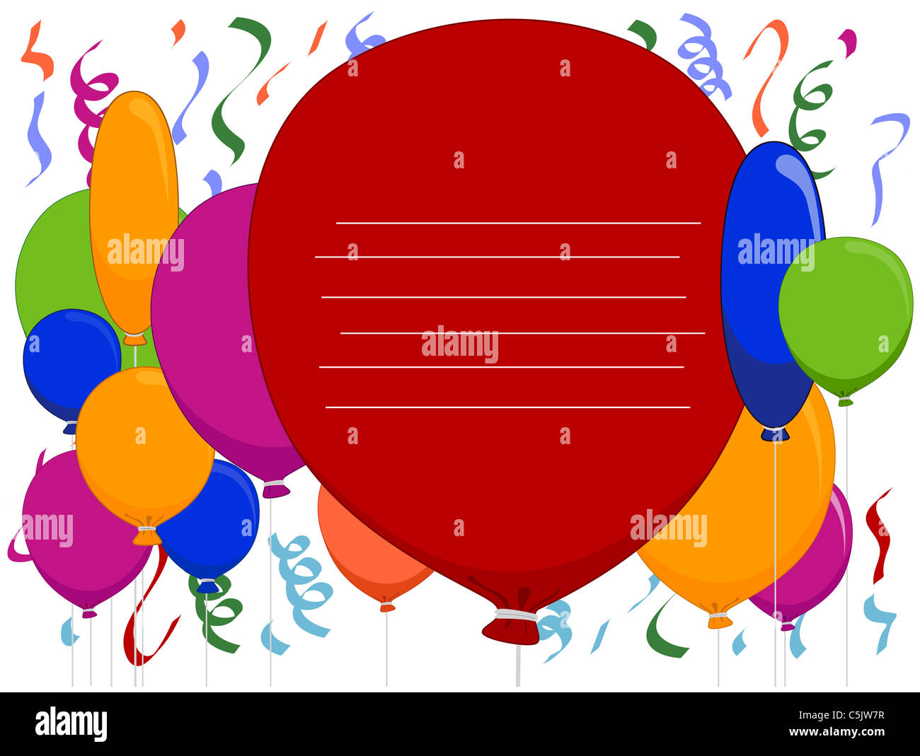 Background Design Featuring Balloons and Confetti Stock Photo - Alamy